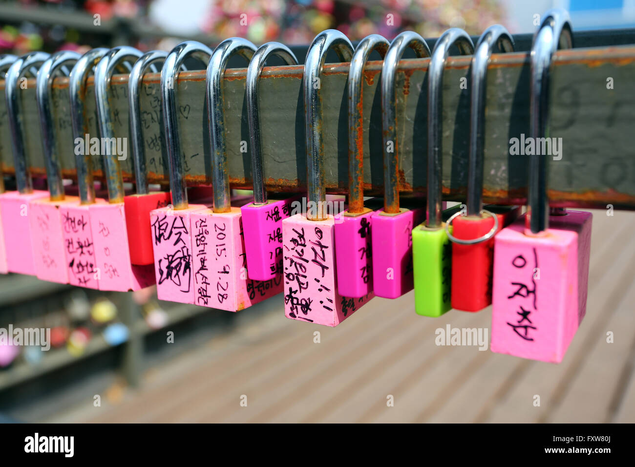 Locks of Love padlocks at N Seoul Tower, Namsan in Seoul, Korea Stock ...