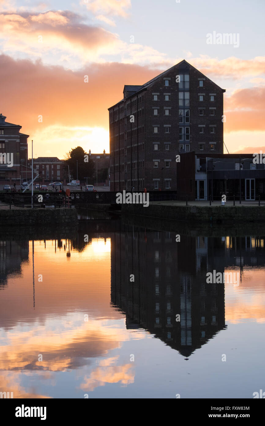 Sunrise over Gloucester Docks in England Stock Photo - Alamy