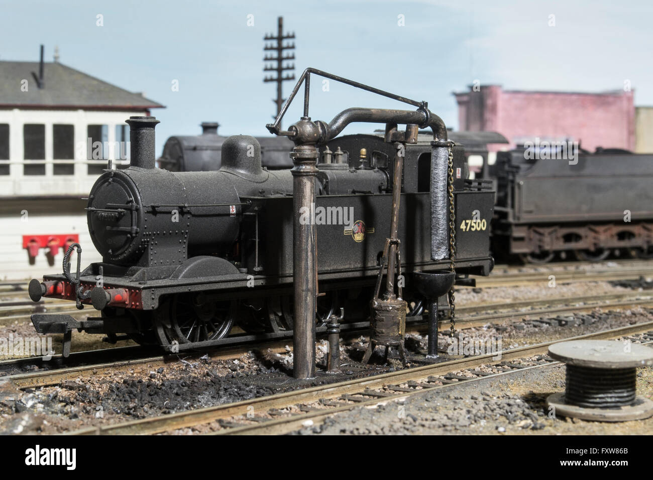 Steam engines on model railway Stock Photo - Alamy