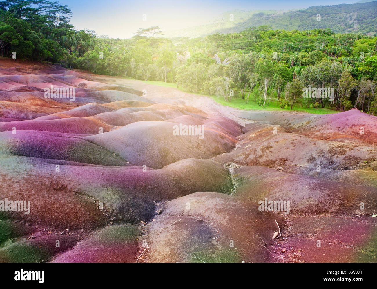 Main sight of Mauritius- Chamarel- seven color lands Stock Photo - Alamy