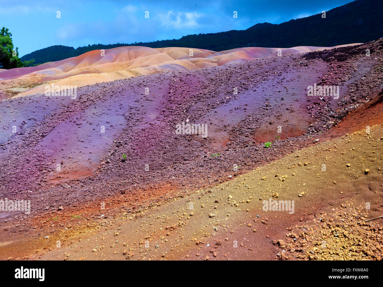 Main sight of Mauritius- Chamarel- seven color lands Stock Photo - Alamy