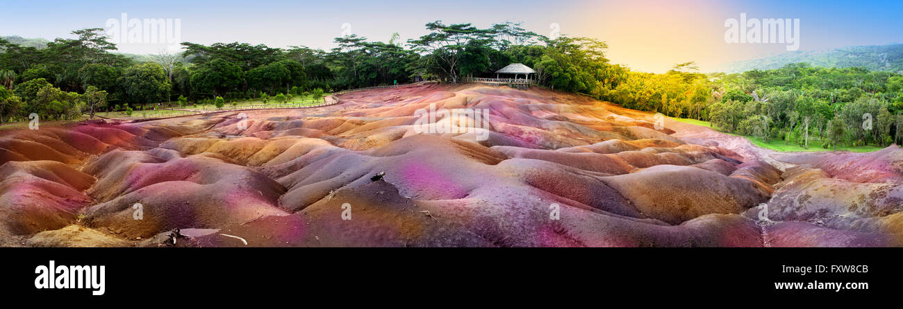 Main sight of Mauritius- Chamarel- seven color lands Stock Photo - Alamy