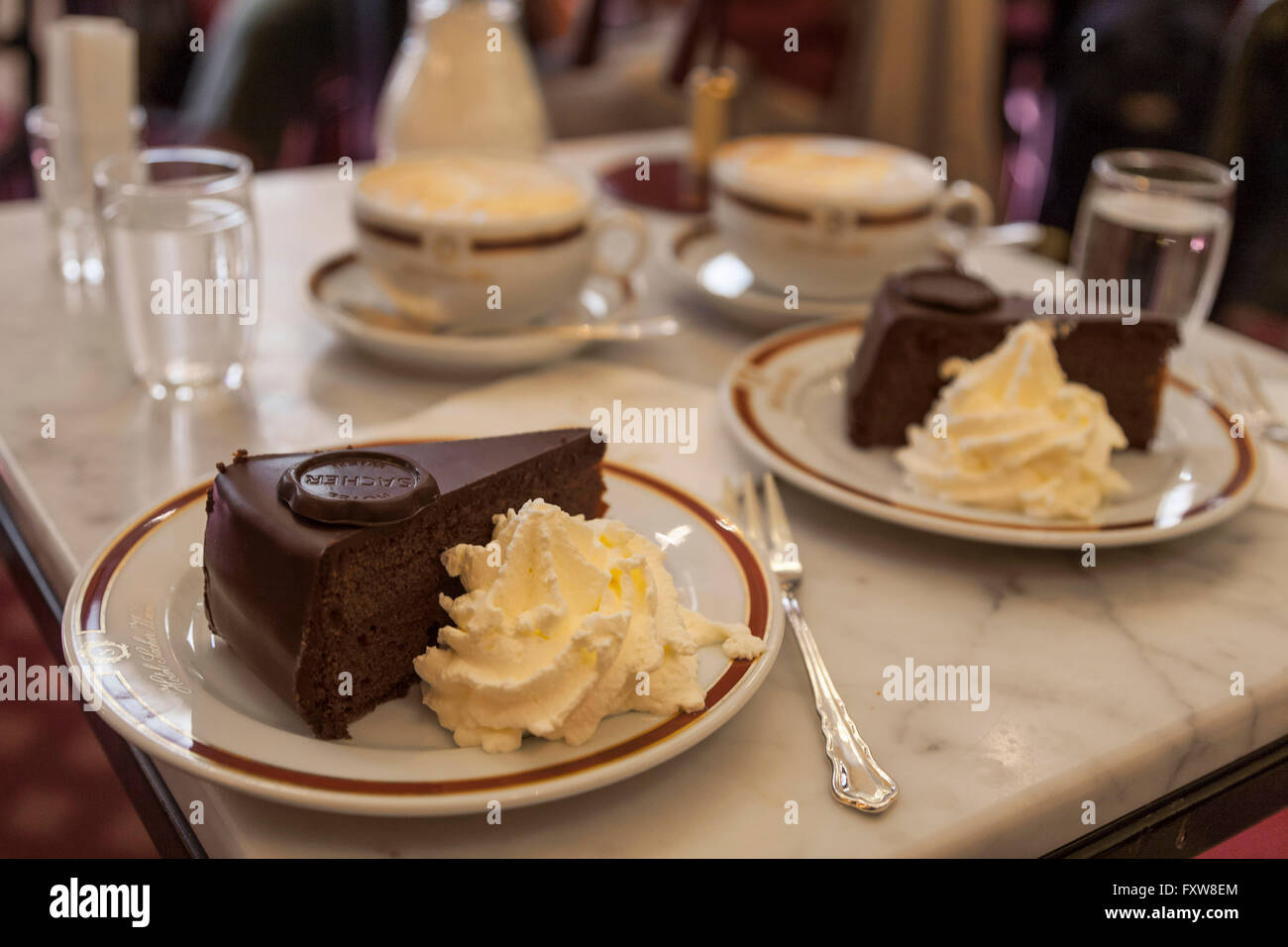 Sacher Hotel. Famous Sacher Cake and Malange , Cafe, Vienna, Austria ...