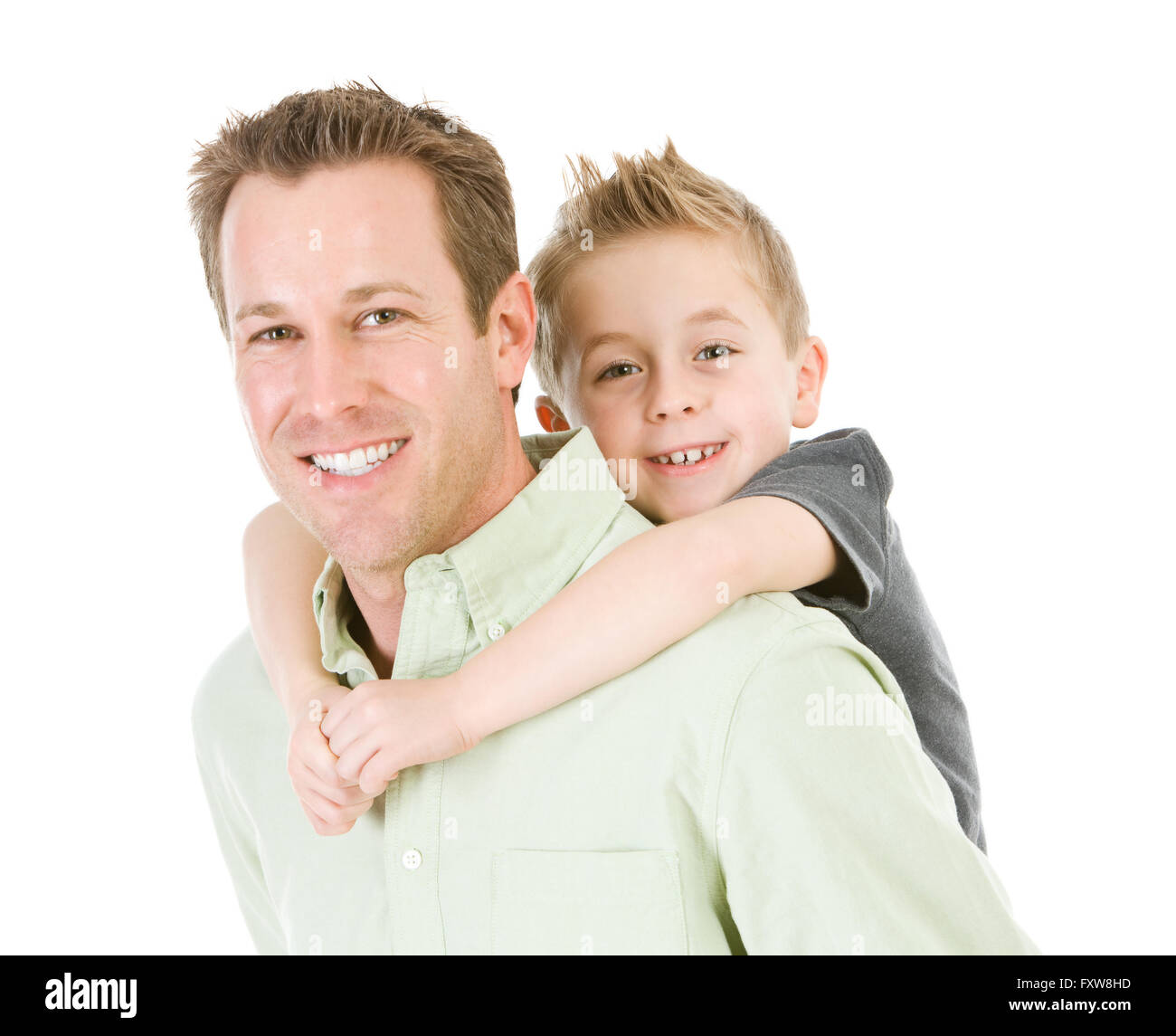 Isolated on white series of a Caucasian nuclear family in casual wear ...