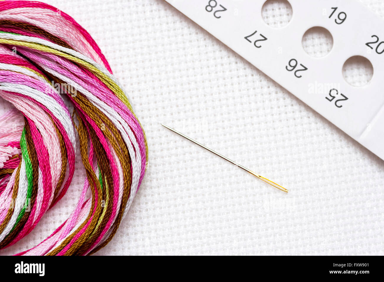 Embroidery. Preparations for cross stitch - canvas, needle, organizer ...