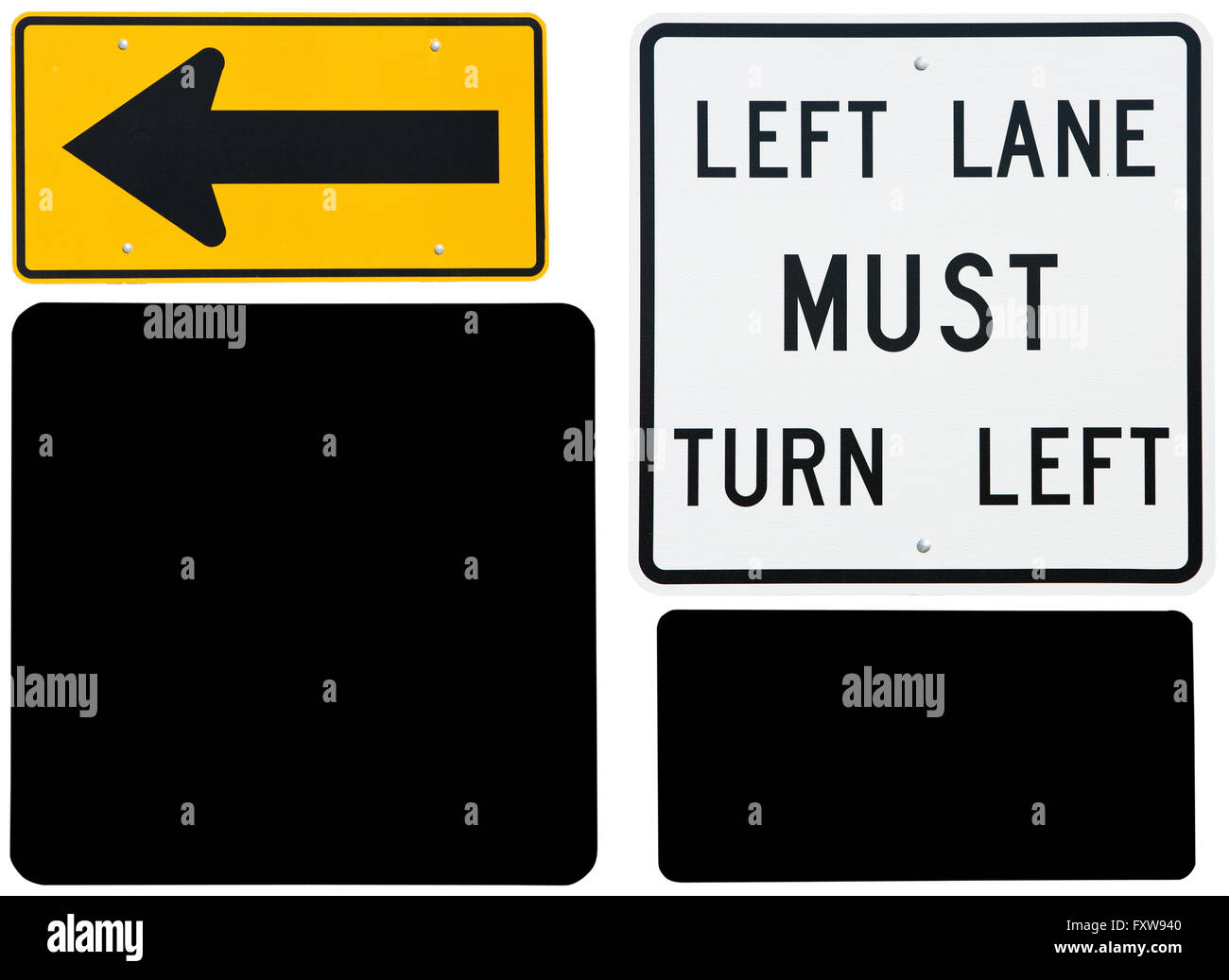 Isolated on white series of typical US road signs Stock Photo - Alamy