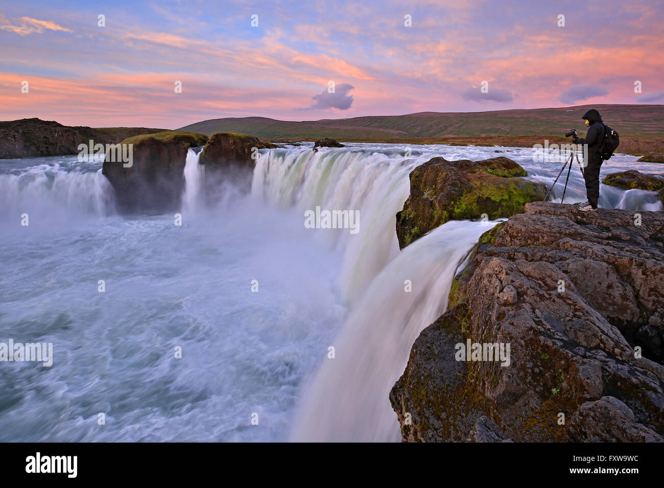 Photographer at Godafoss Waterfalls, Iceland Stock Photo - Alamy
