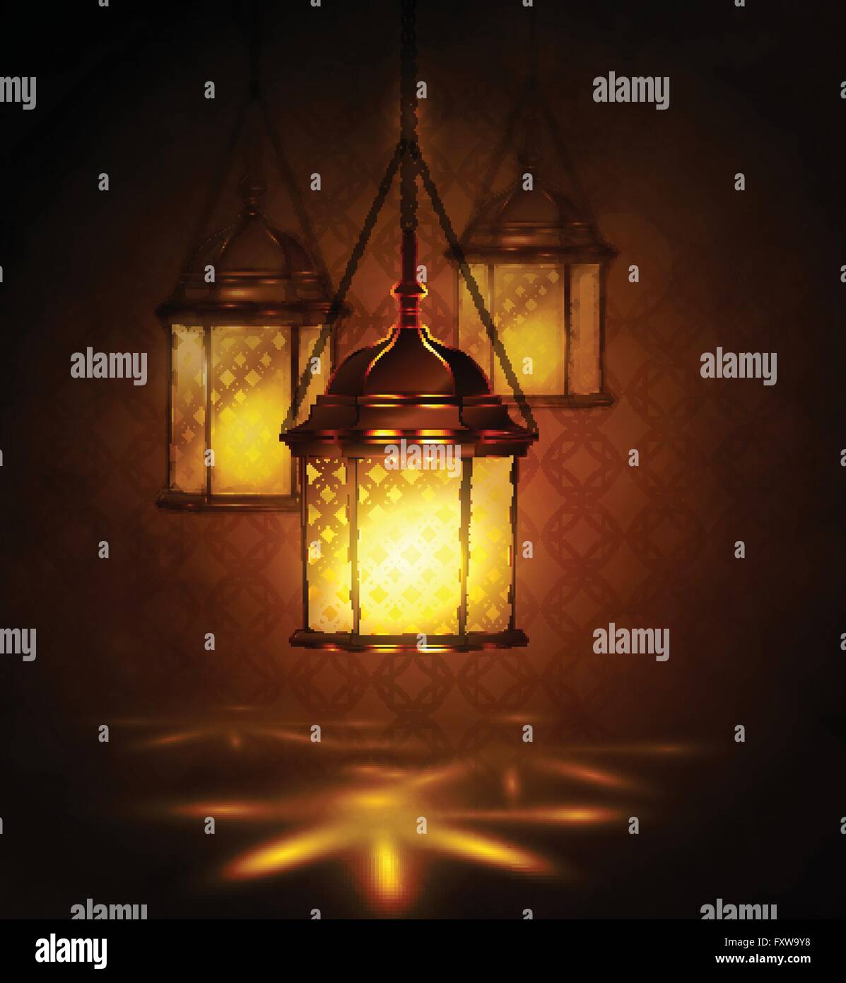 Intricate Arabic lamps with lights Stock Vector Image & Art - Alamy