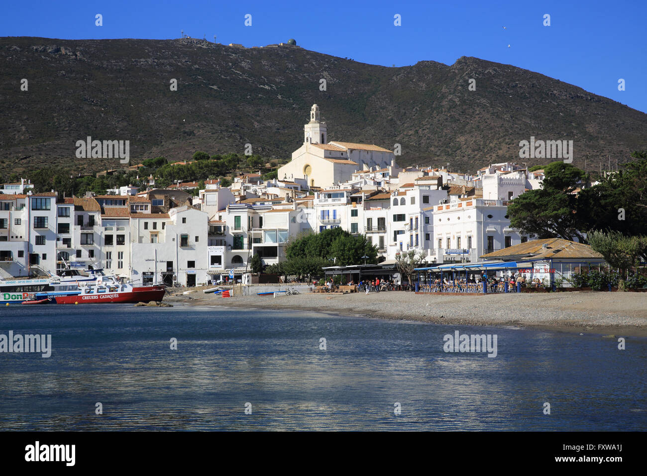 The pretty town of Cadaques on the Cap de Creus, in Catalonia, on the ...