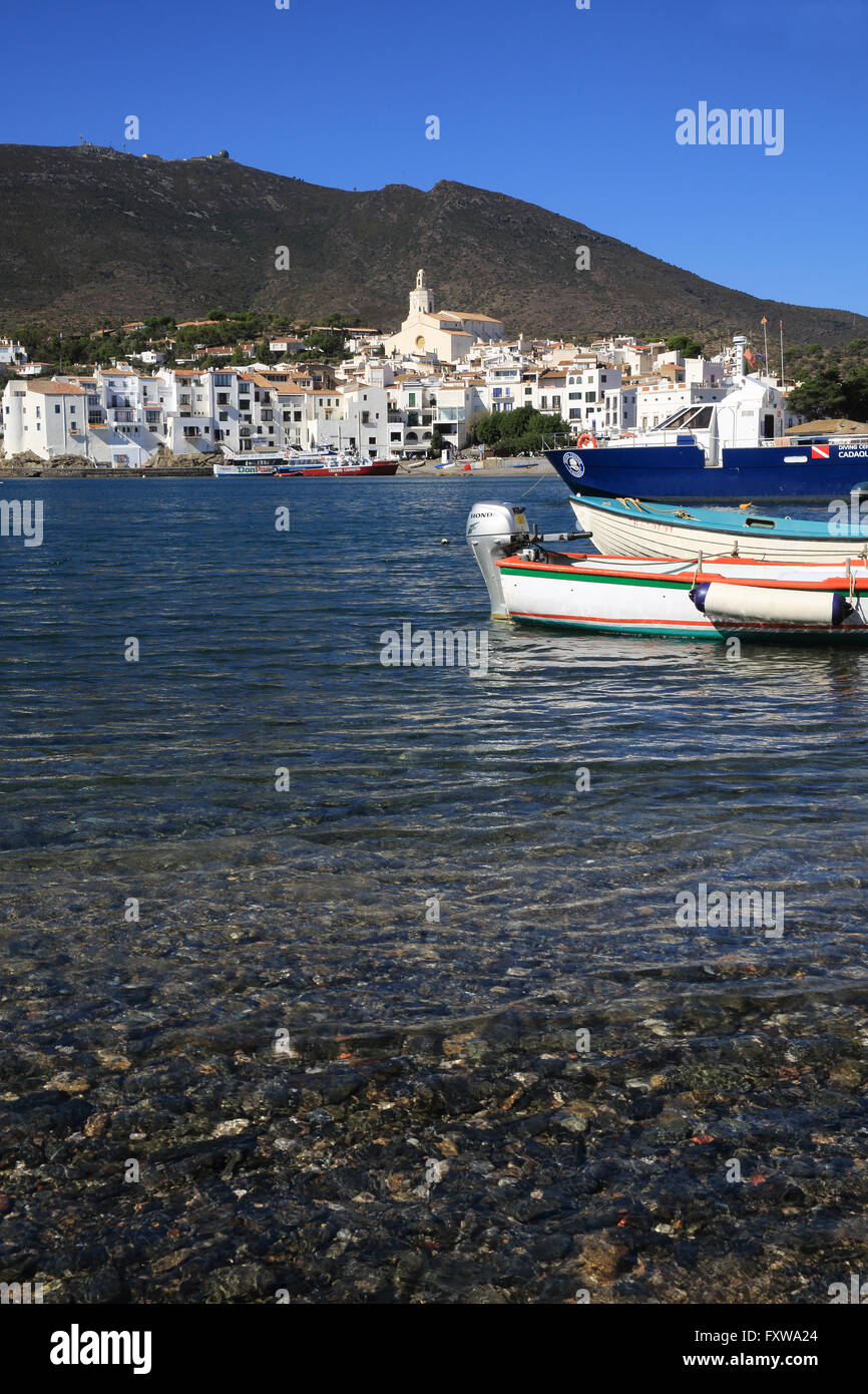 The pretty town of Cadaques on the Cap de Creus, in Catalonia, on the ...