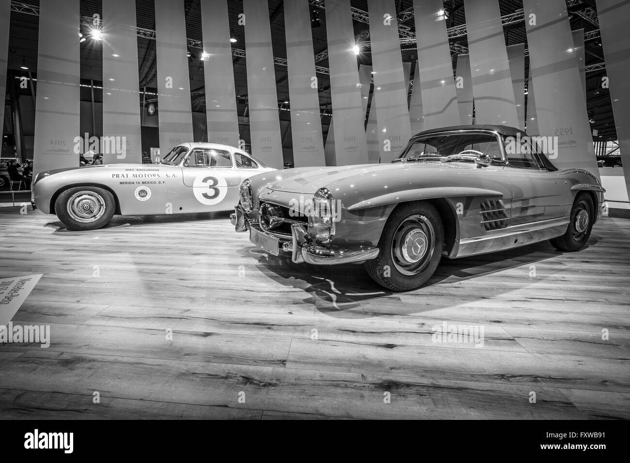 Racing car Mercedes-Benz 300 SL (W194) and the sports car Mercedes-Benz ...