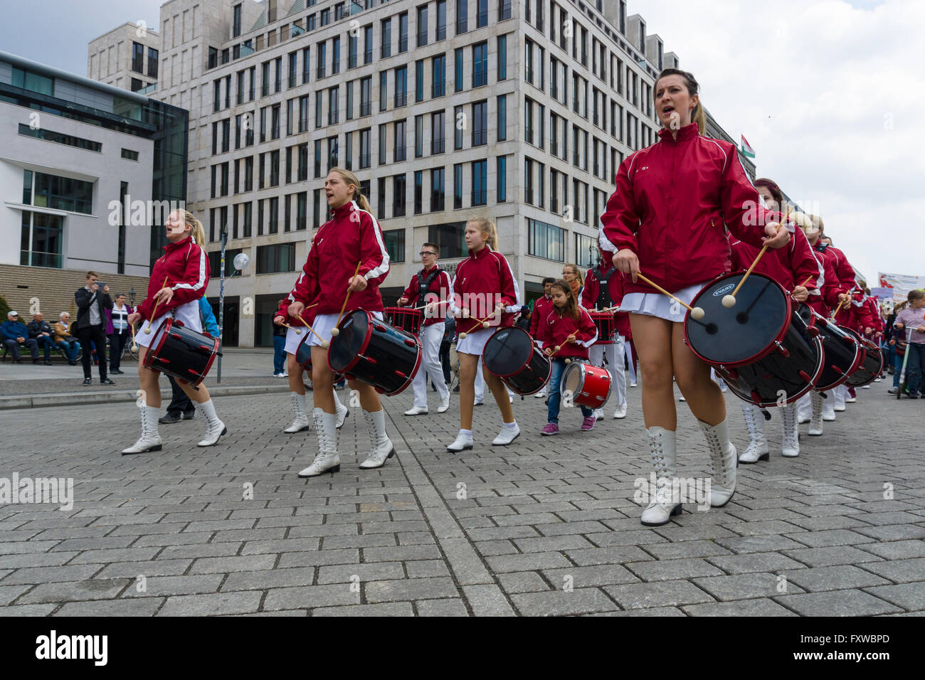 BERLIN - MAY 01, 2015: International Labour Day. Participants in the ...