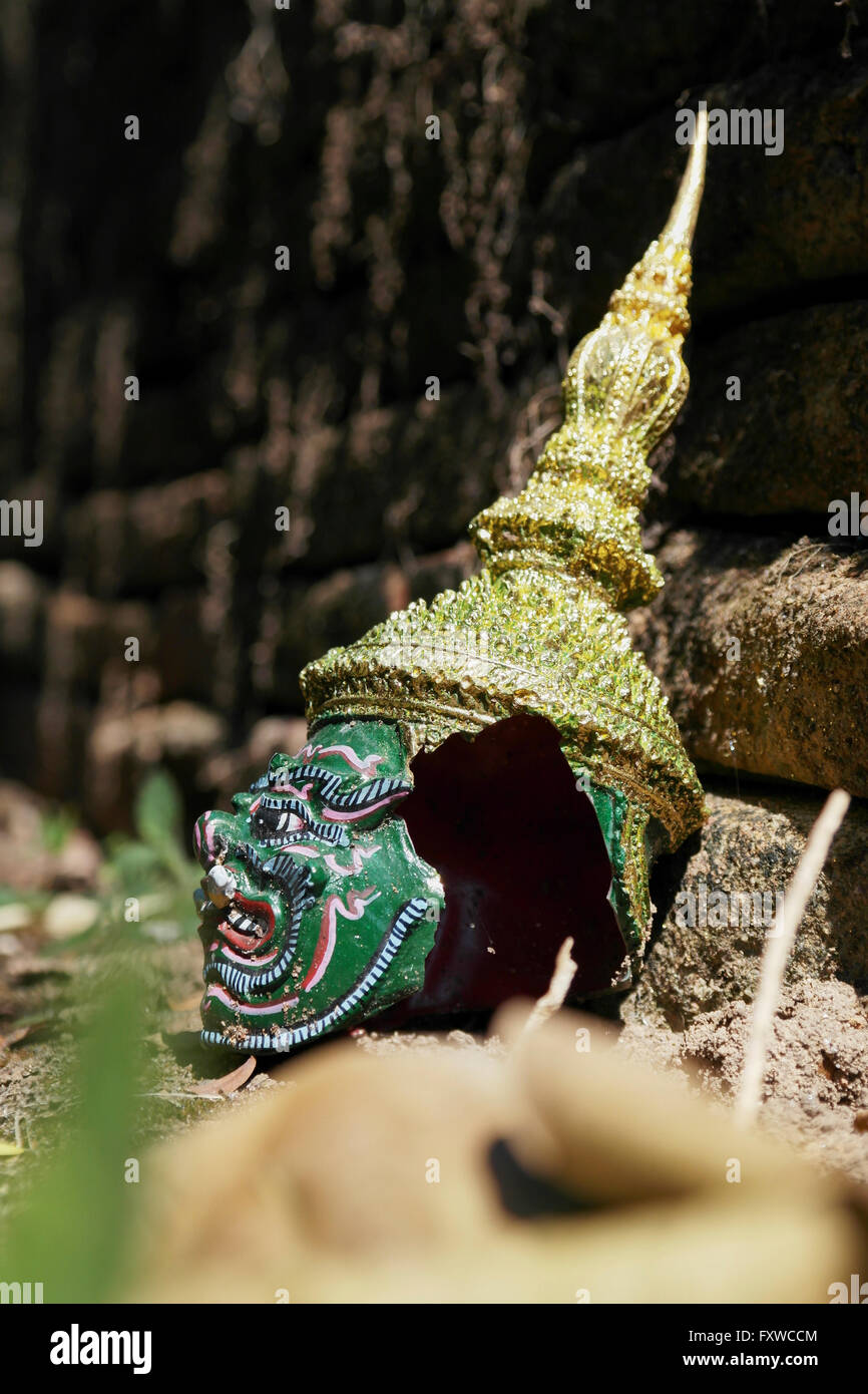 Broken Buddhism statue in a temple in Chiang Mai - Thailand Stock Photo ...