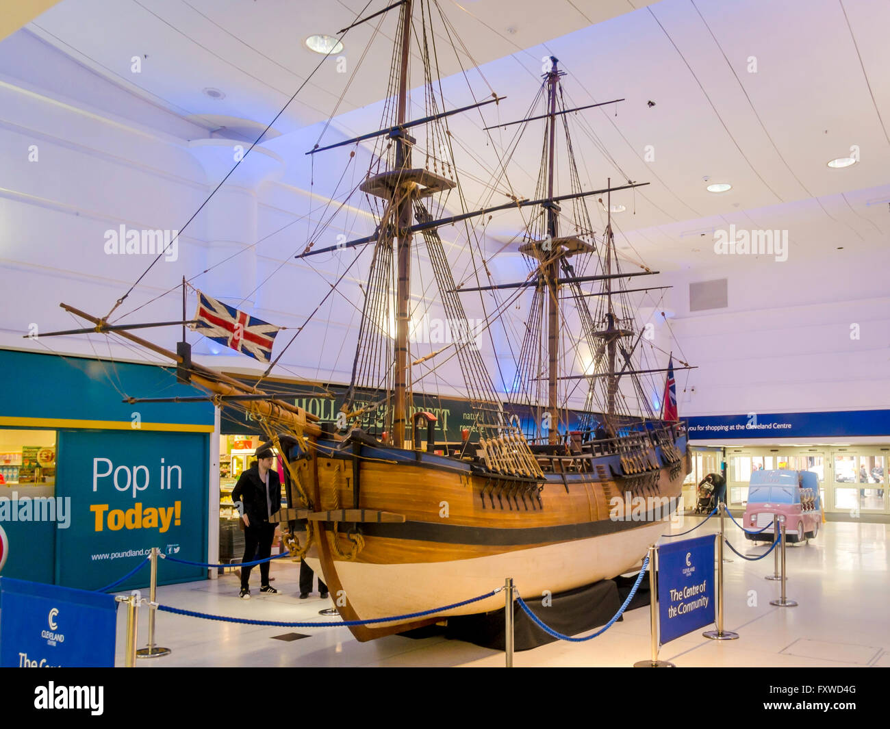 Large model replica of Captain James Cook’s ship Endeavour on display ...