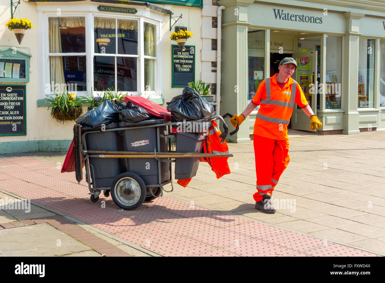 Street sweeper with his equipment hand cart Stock Photo - Alamy