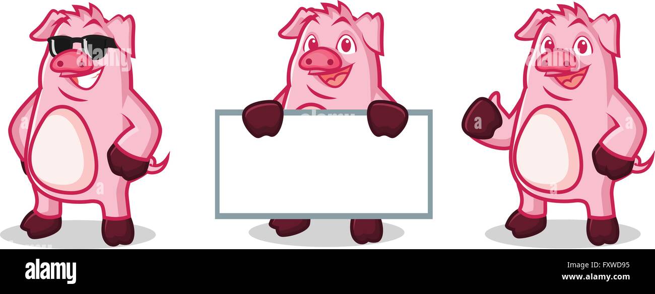 Violet Pig Mascot happy Stock Vector Image & Art - Alamy