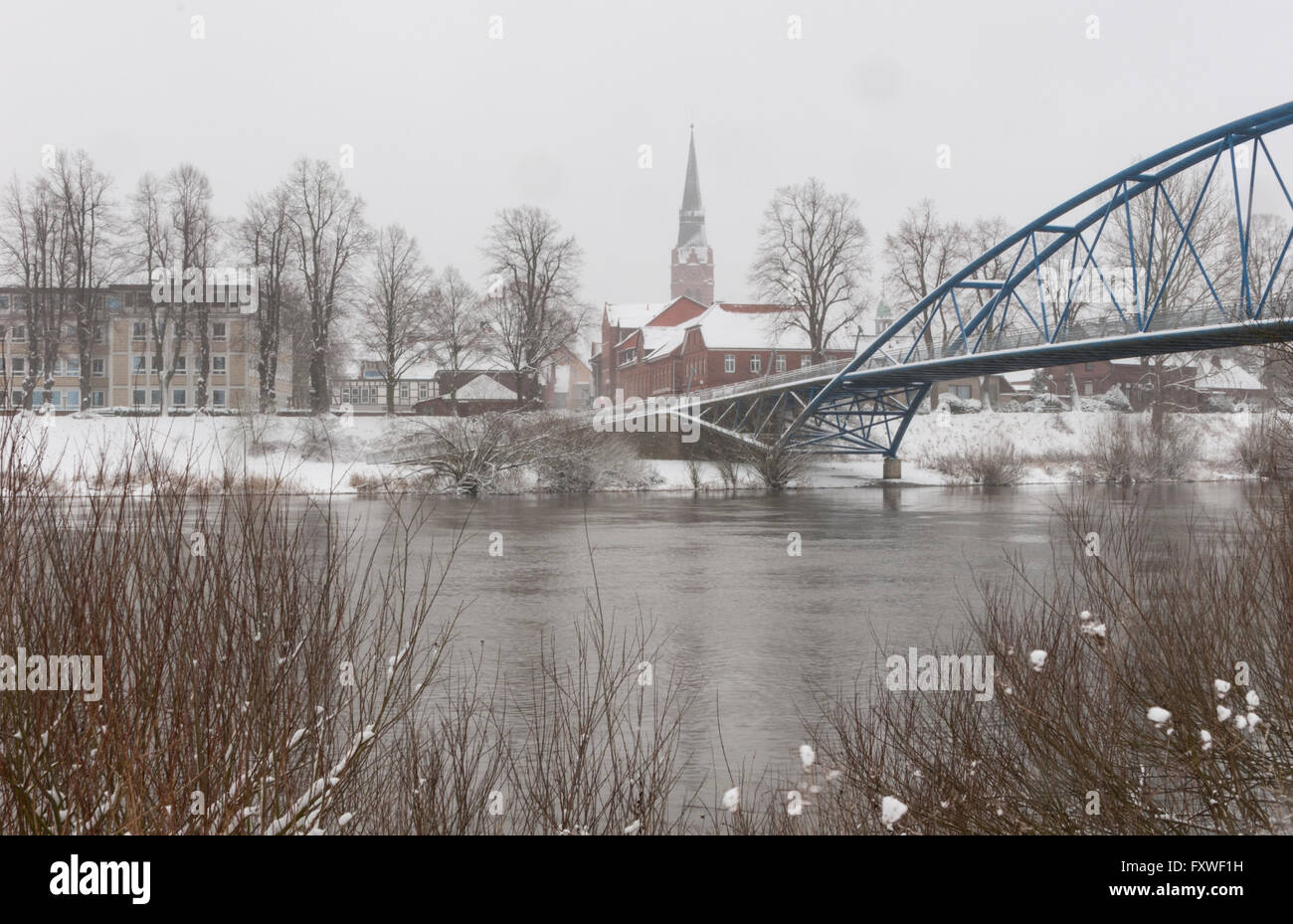 Weser with pedestrian bridge hi-res stock photography and images - Alamy