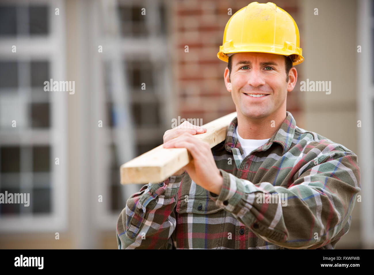 Series at a new home construction site. Includes construction worker ...