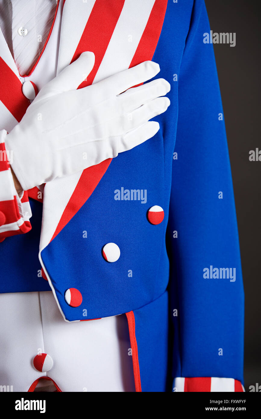 Uncle Sam patriotic series with man holding variety of props Stock ...