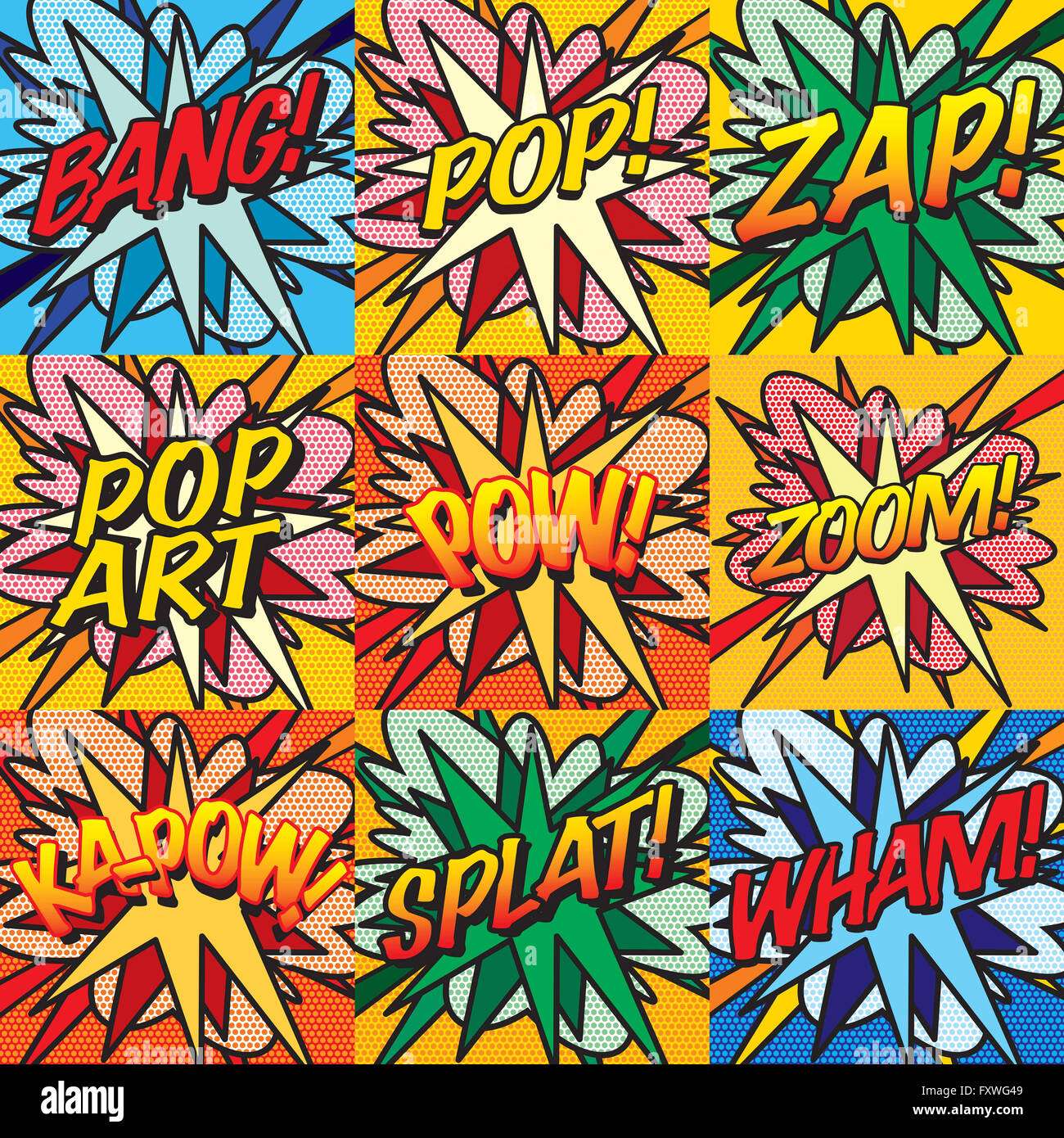 Comic Book Pop Art Multiple Stock Photo - Alamy