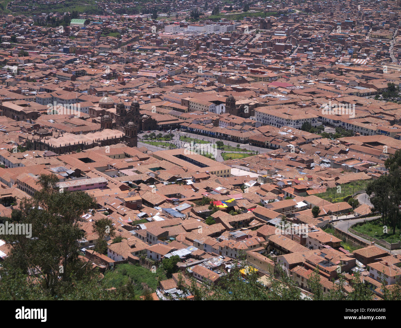 Panorama of Cusco town from up high Stock Photo - Alamy