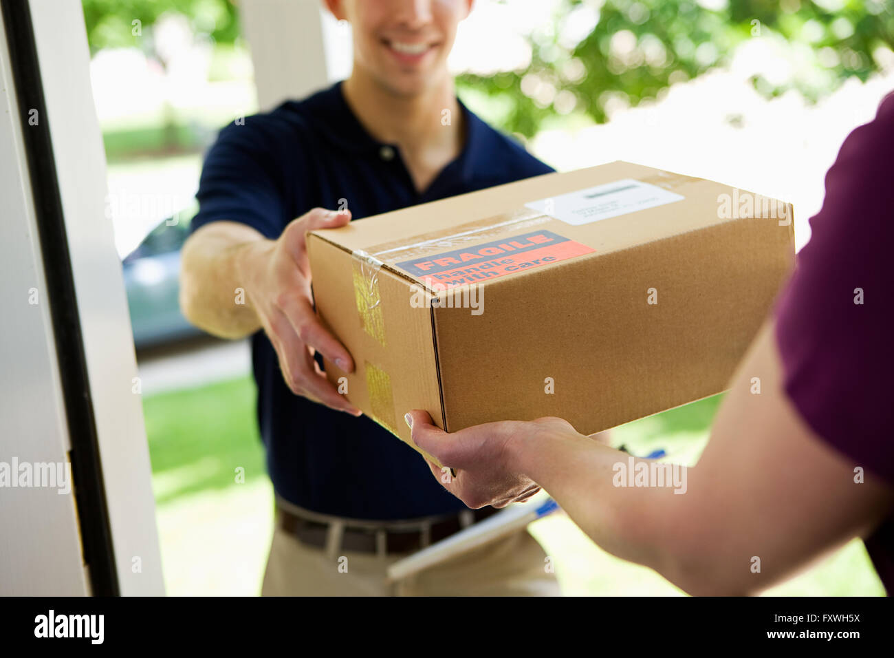 Series with with a delivery man dropping off flowers, boxes, balloons ...