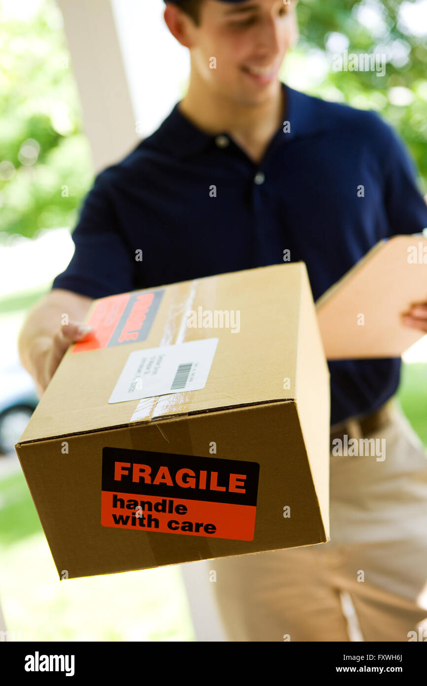 Series with with a delivery man dropping off flowers, boxes, balloons ...