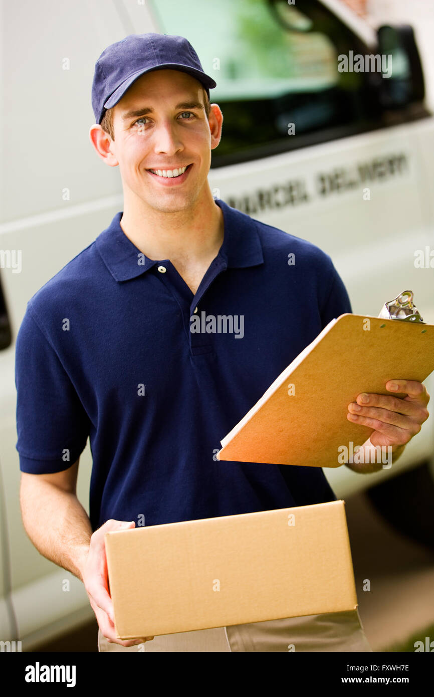 Series with with a delivery man dropping off flowers, boxes, balloons ...