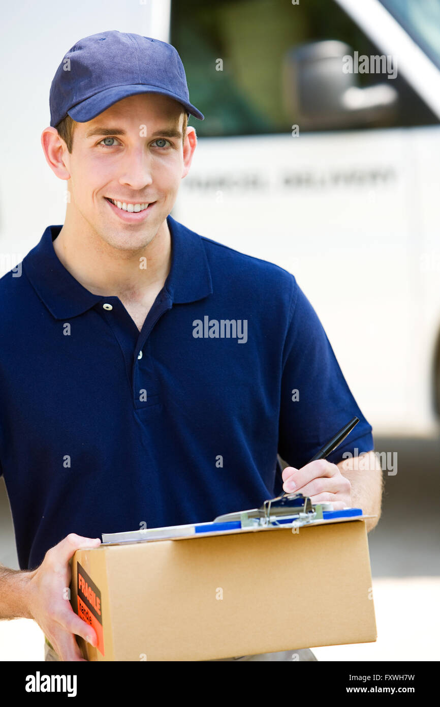 Series with with a delivery man dropping off flowers, boxes, balloons ...