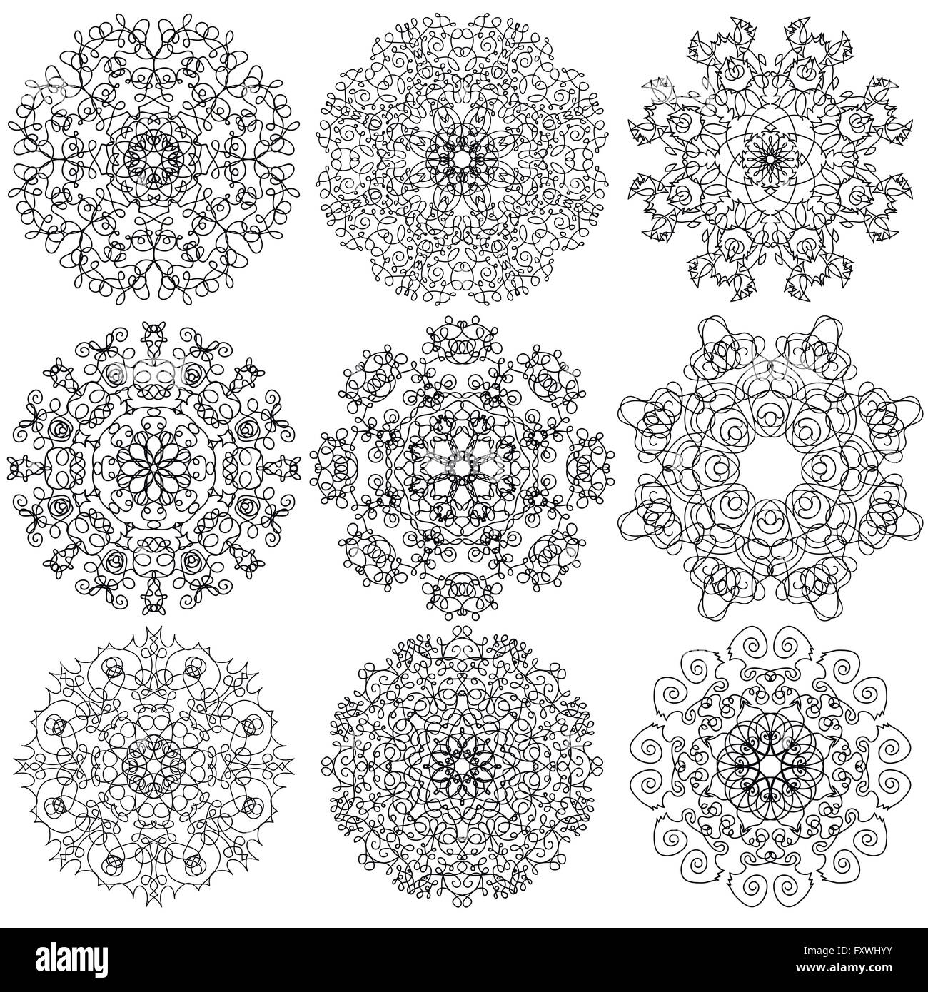 Monochrome Contour Mandala Stock Vector Image & Art - Alamy
