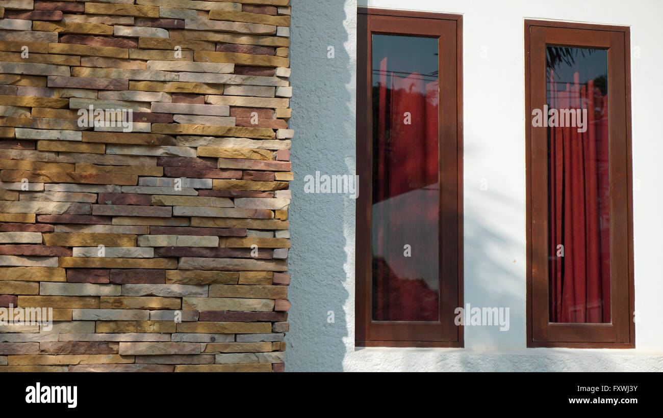 close up from modern house with wall and window Stock Photo - Alamy