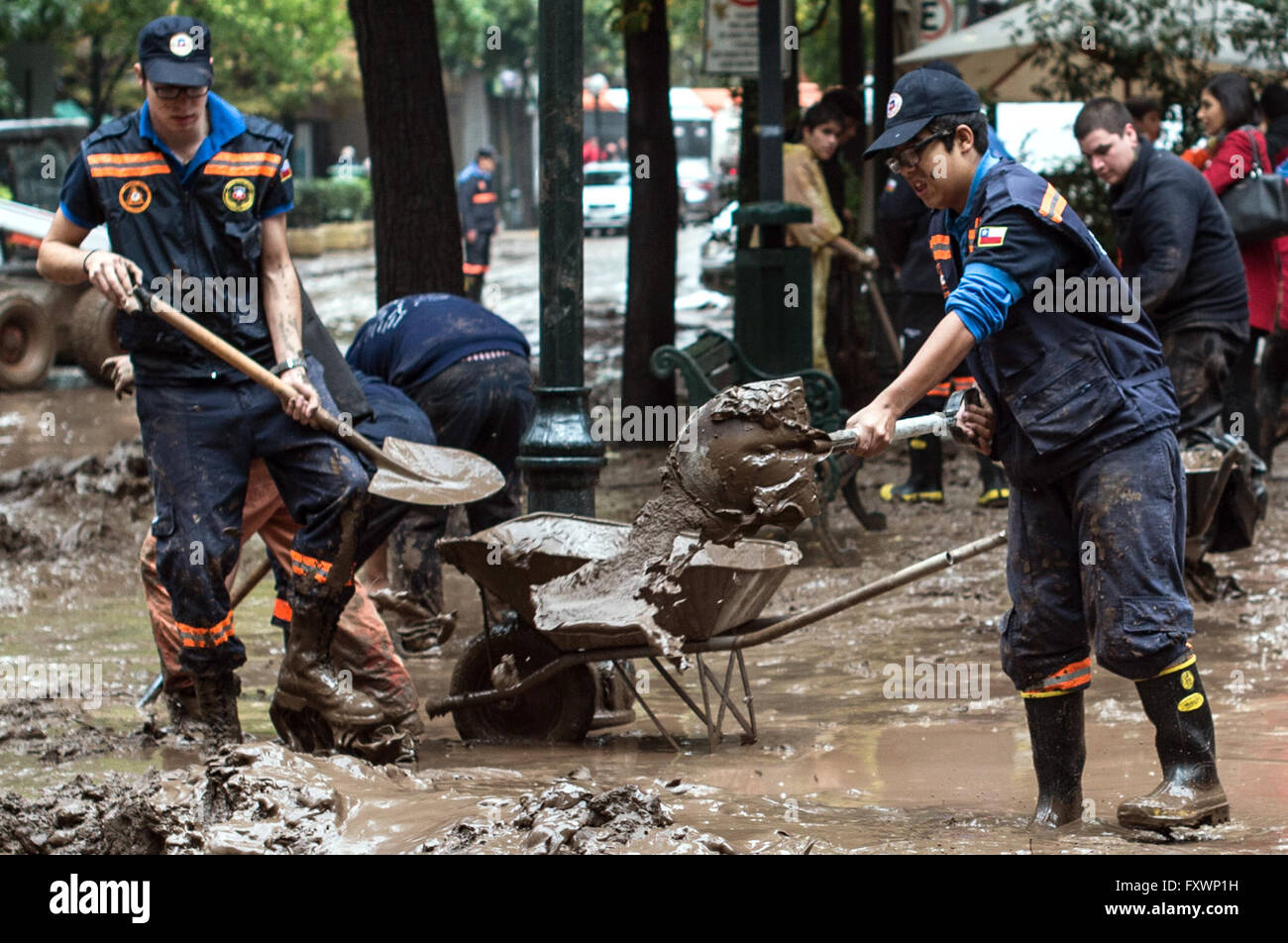 Santiago, Chile. 18th Apr, 2016. Staff members of the Chile's Civil ...