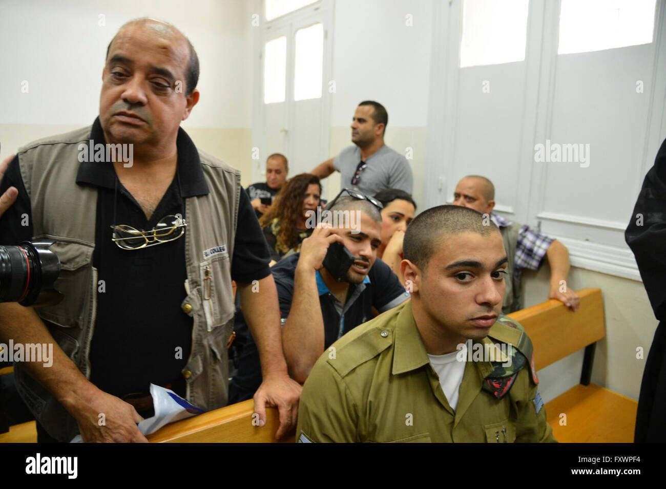 Jerusalem, Israel. 18th Apr, 2016. Israeli soldier Elor Azaria (R), who ...