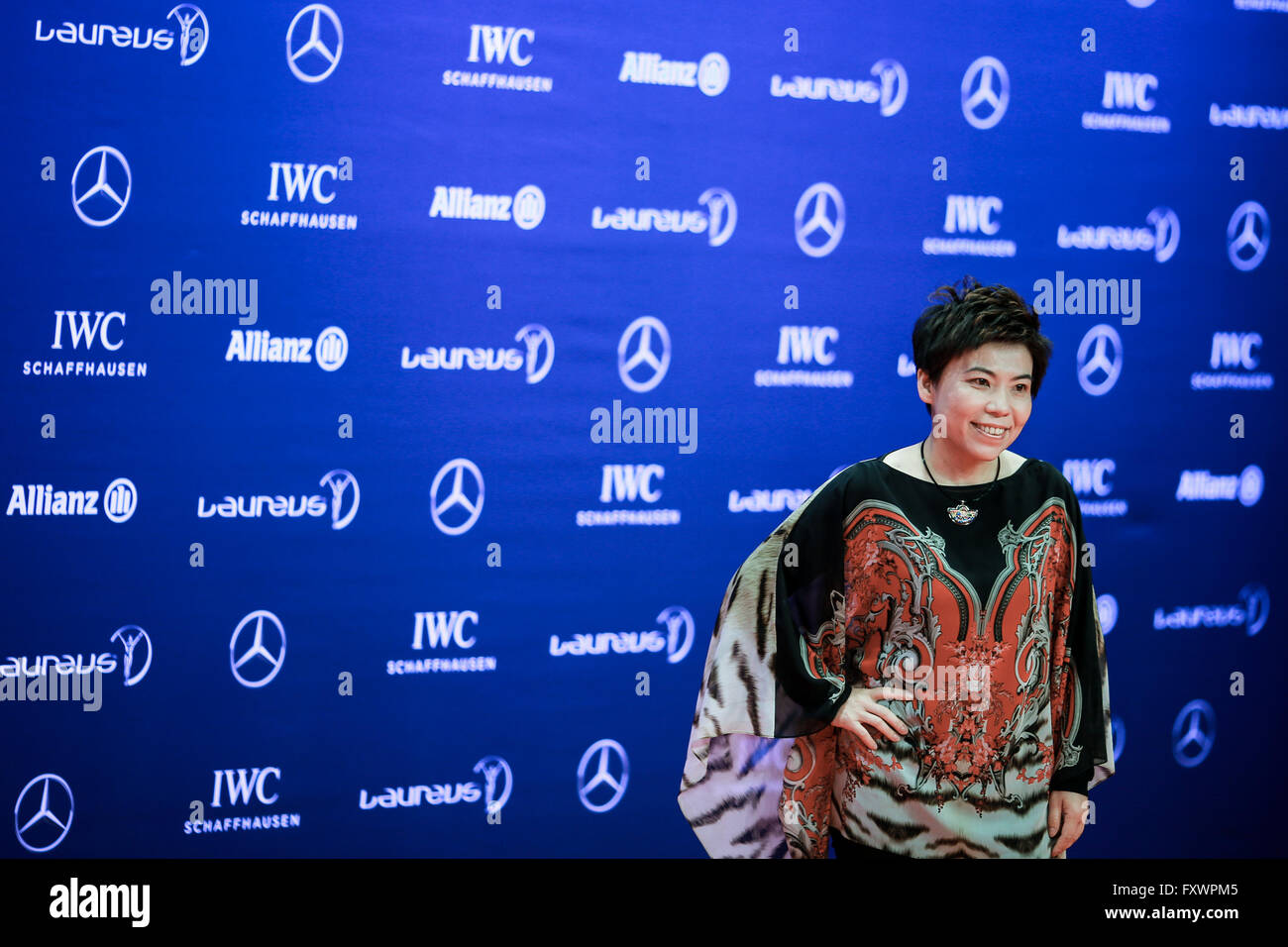 Berlin, Germany. 18th Apr, 2016. Former table tennis player Deng Yaping ...
