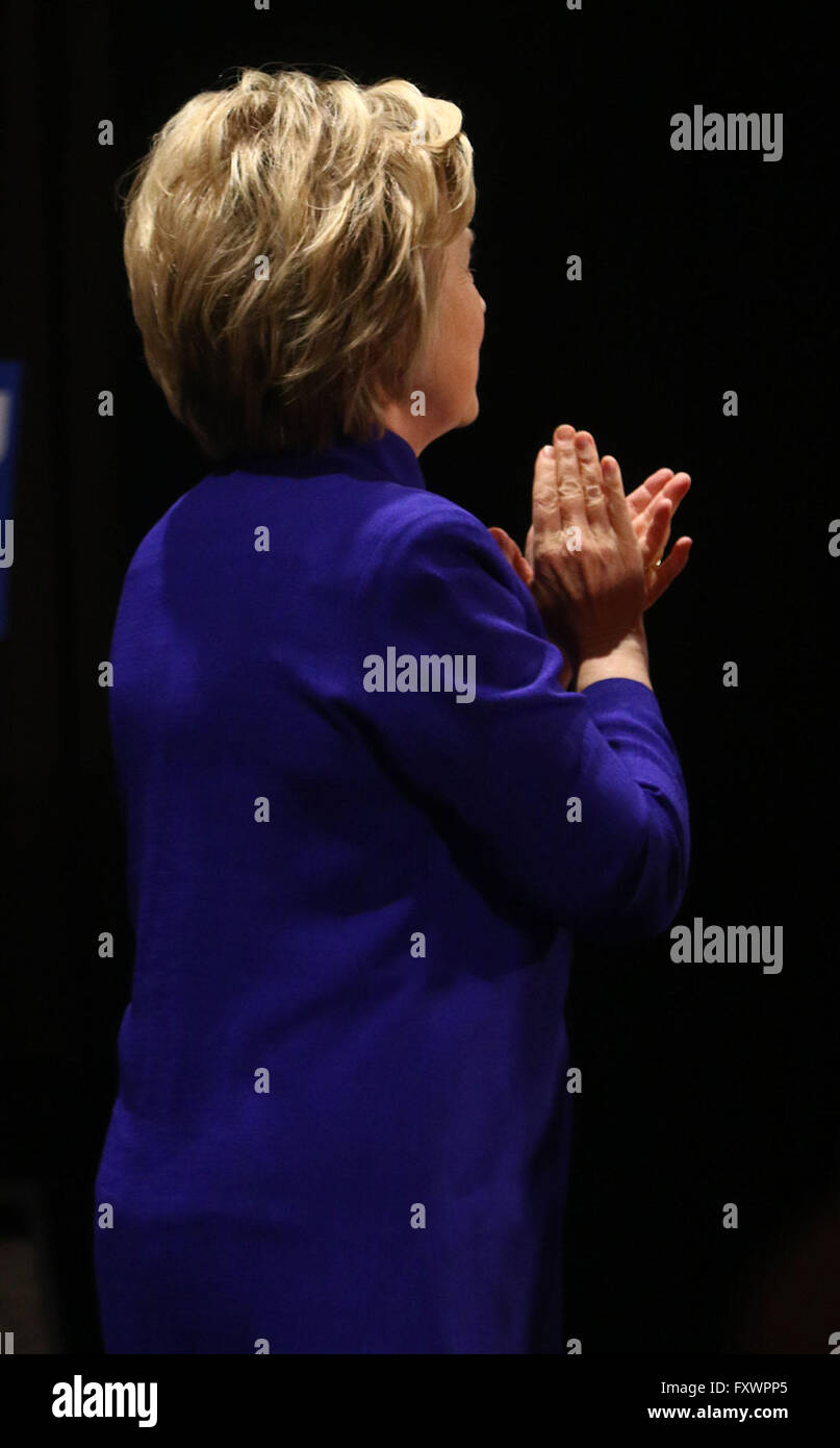 New York, USA. 18th Apr, 2016. Democratic Presidential hopeful HILLARY ...