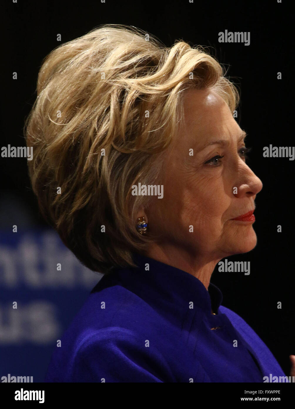 New York, USA. 18th Apr, 2016. Democratic Presidential hopeful HILLARY ...
