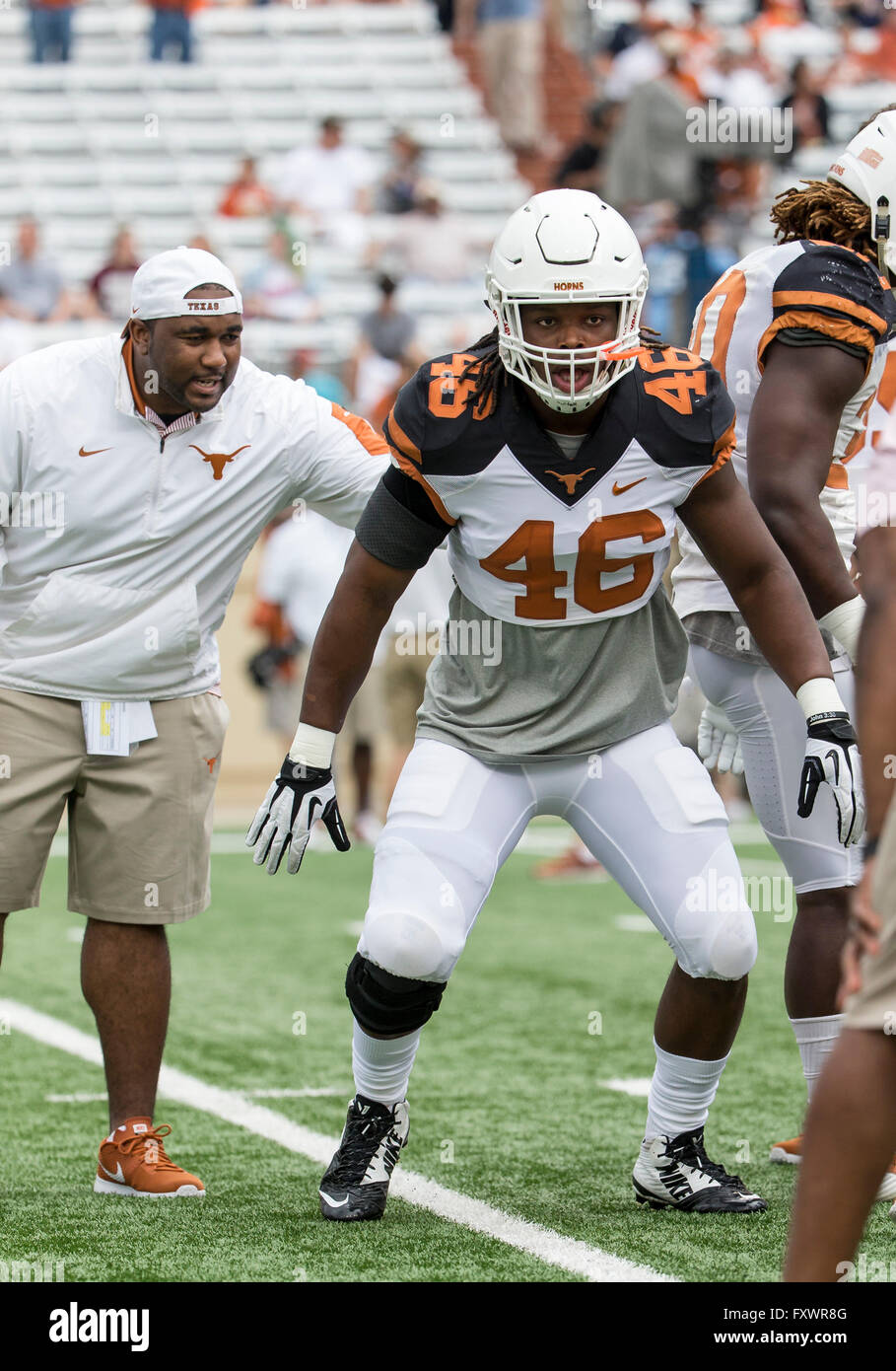 April 16, 2016: Texas Longhorns linebackers coach Brian Jean-Mary ...