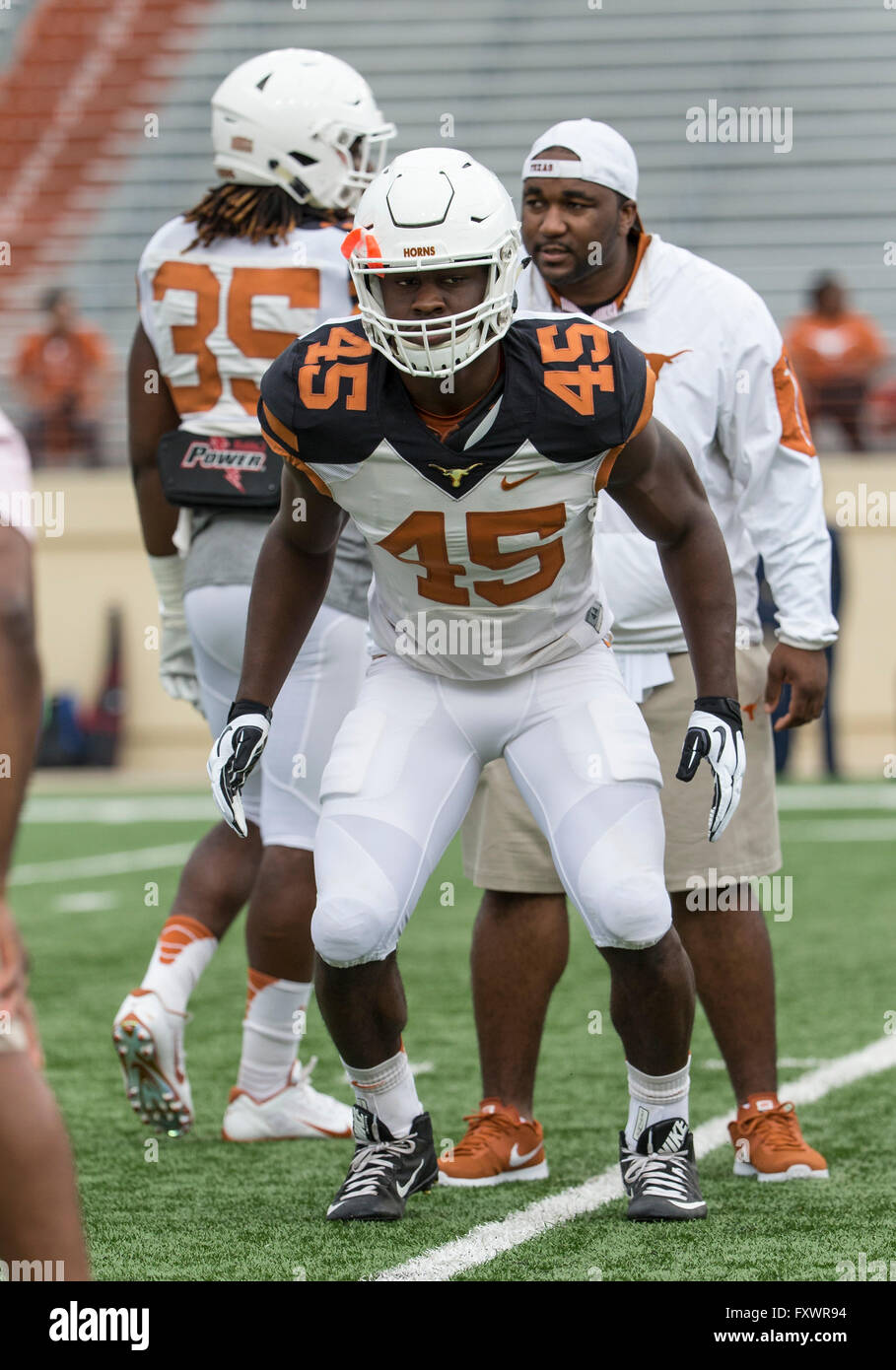 April 16, 2016: Texas Longhorns linebacker Anthony Wheeler (45) during ...