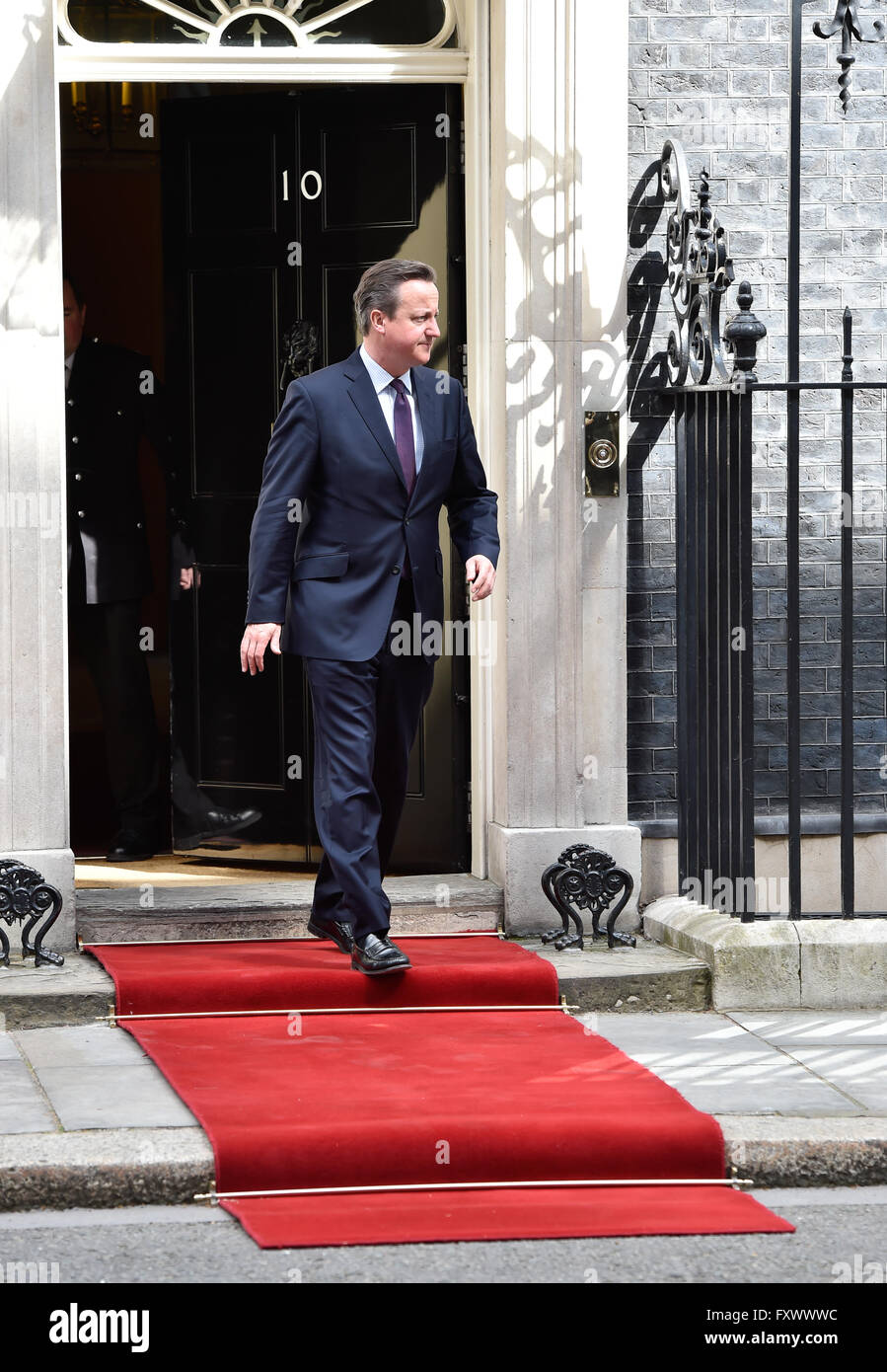 London, UK. 19th April 2016. Prime Minister David Cameron welcomes ...