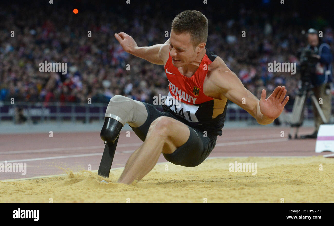 Gold medalist Markus Rehm of Germany jumps during the men's long jump ...