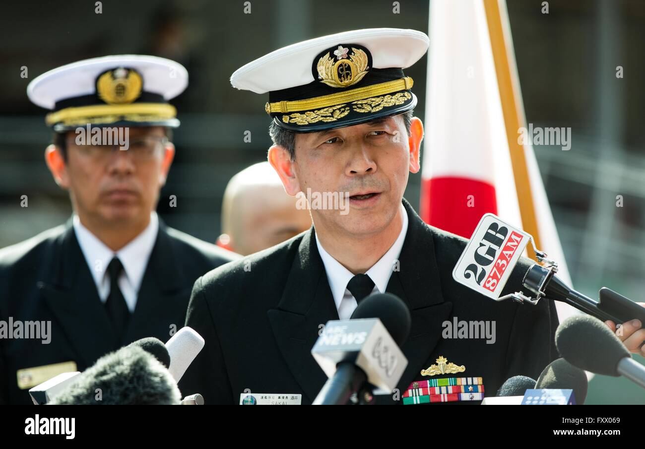 Sydney, Australia. 19th Apr, 2016. Rear Admiral Ryo Sakai (R ...