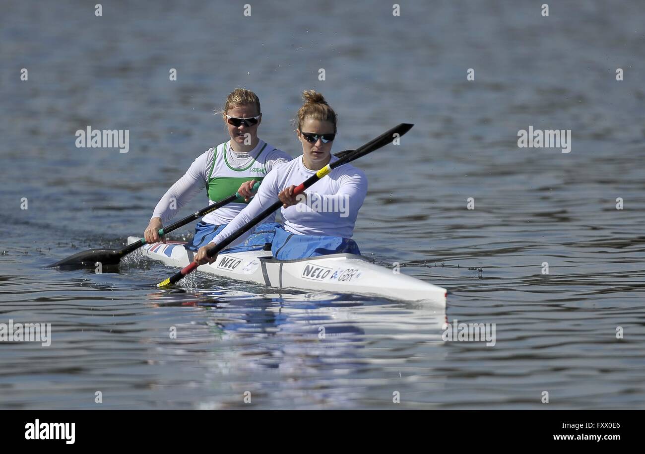 Nottingham, UK. 19th April, 2016. Emily Lewis and Hannah Brown. Womens ...
