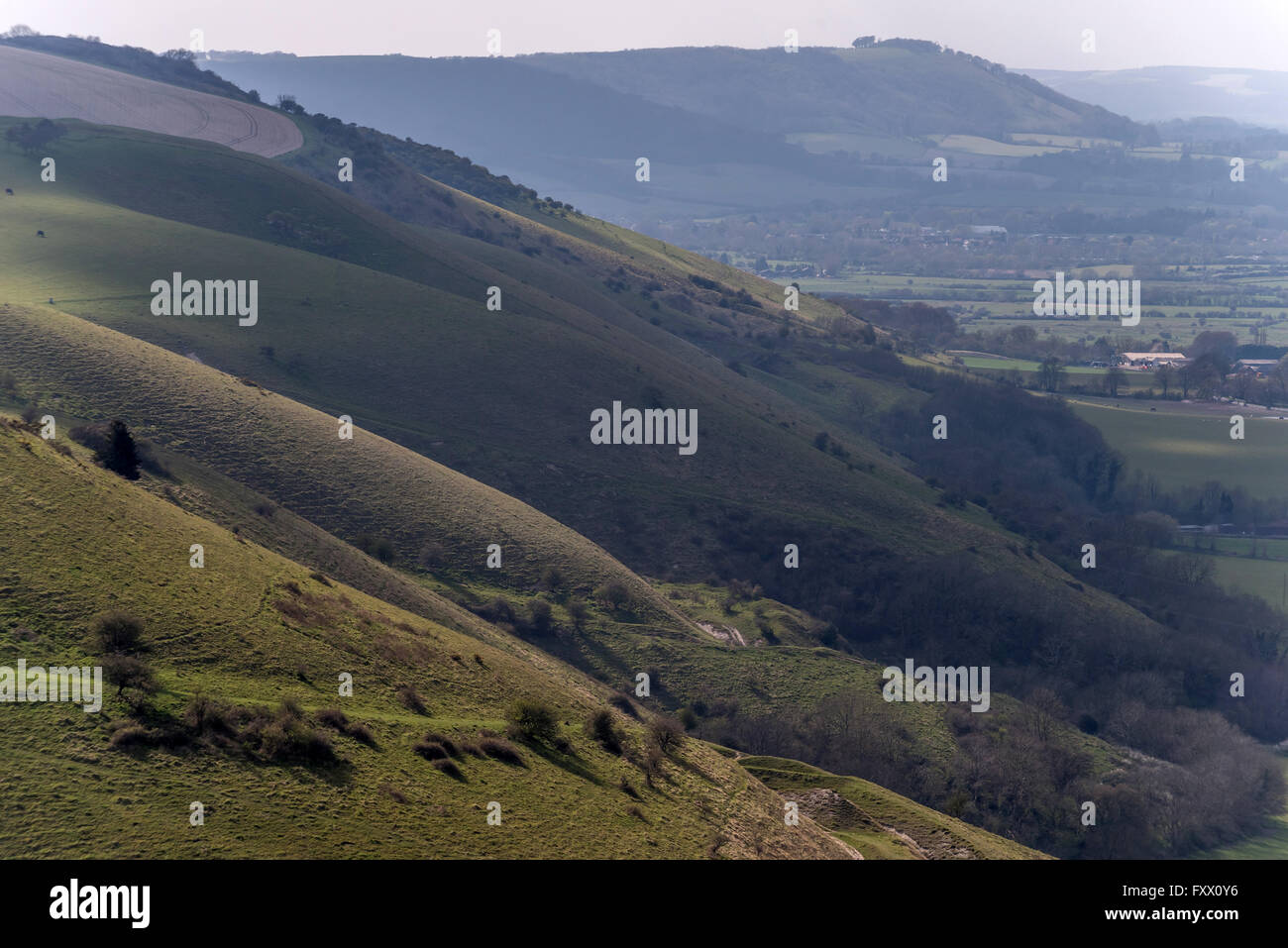 South Downs, UK. 19th April, 2016. Enjoying the soft afternoon spring ...