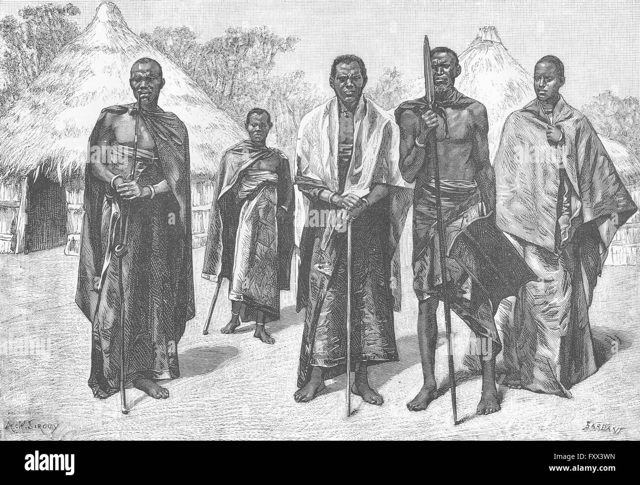 UGANDA: Natives of, antique print c1885 Stock Photo - Alamy