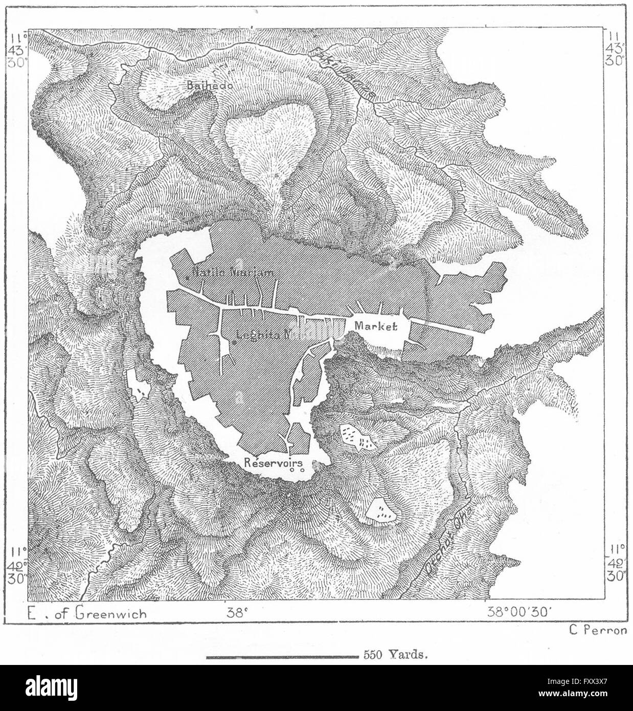 ETHIOPIA: Mahdera-Mariam, sketch map, c1885 Stock Photo - Alamy