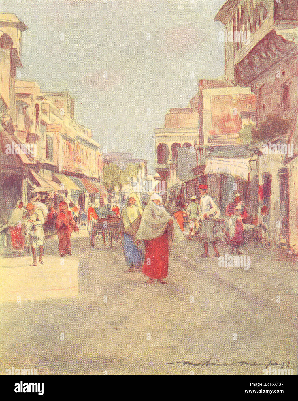INDIA: A side street in Agra, antique print 1905 Stock Photo - Alamy