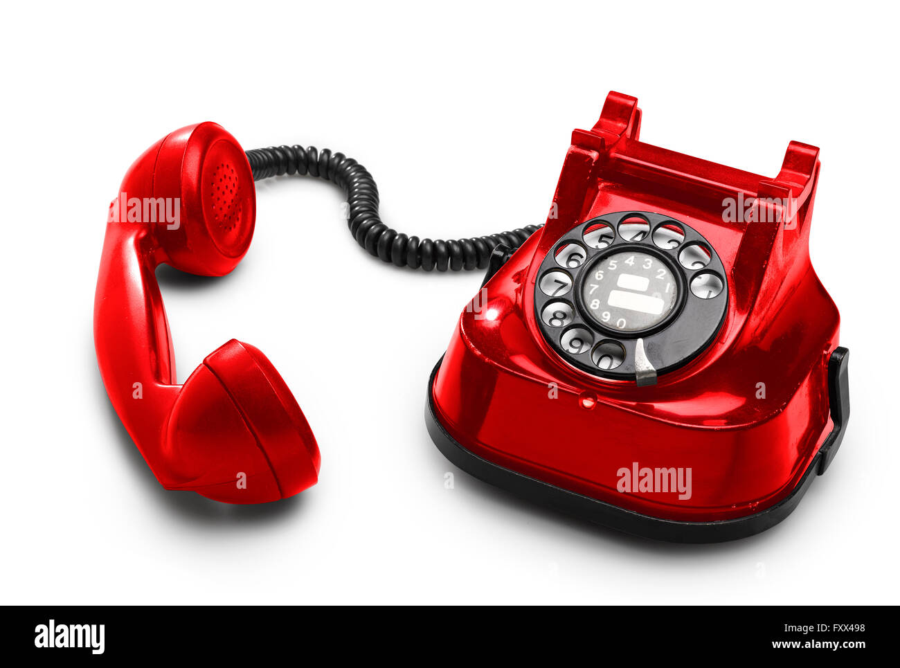 An old red telephone with rotary dial - clipping path Stock Photo - Alamy