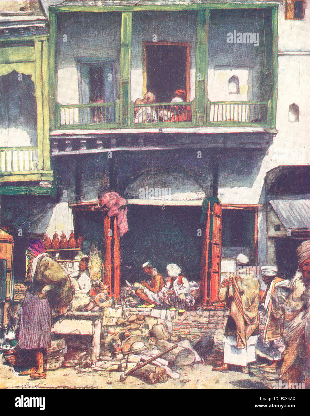 INDIA: A busy bazaar in Delhi, antique print 1905 Stock Photo - Alamy