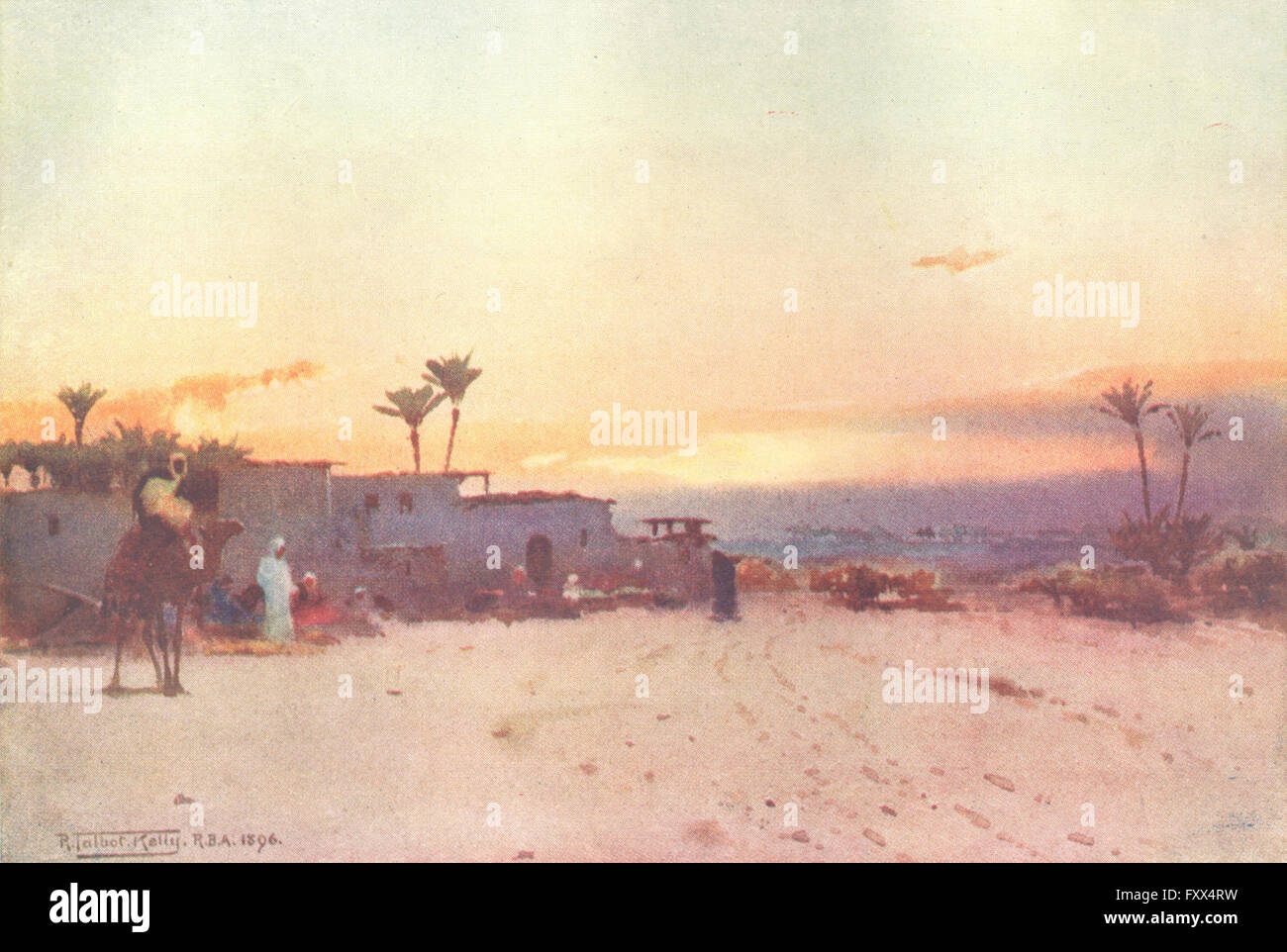 EGYPT: A Fellah village, antique print 1912 Stock Photo - Alamy