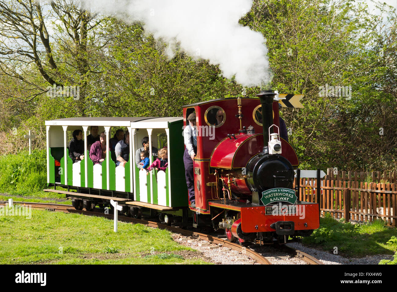 Miniature / model narrow gauge locomotive railway steam train at the ...